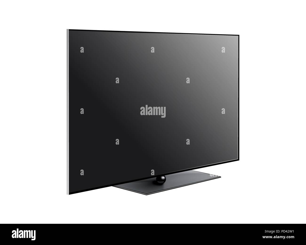 Black LED tv television screen blank on white wall background Stock ...