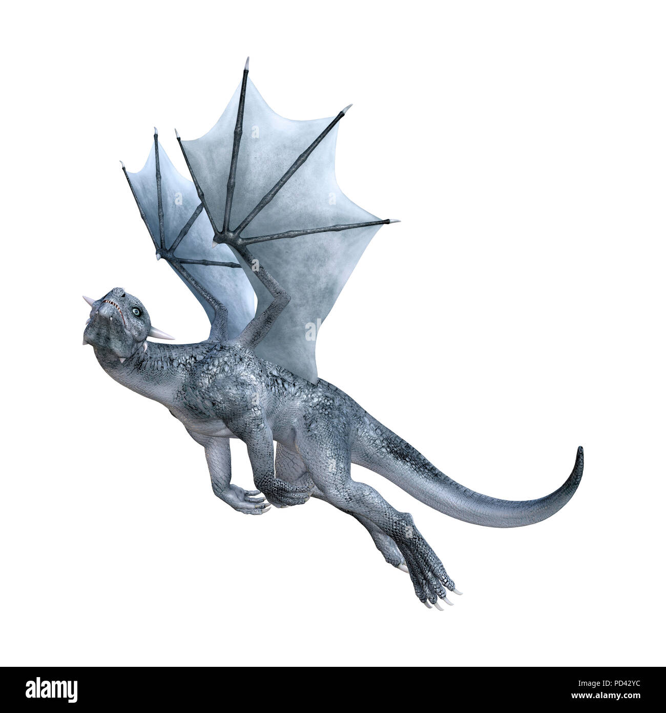 3D rendering of a fantasy dragon whelp isolated on white background ...