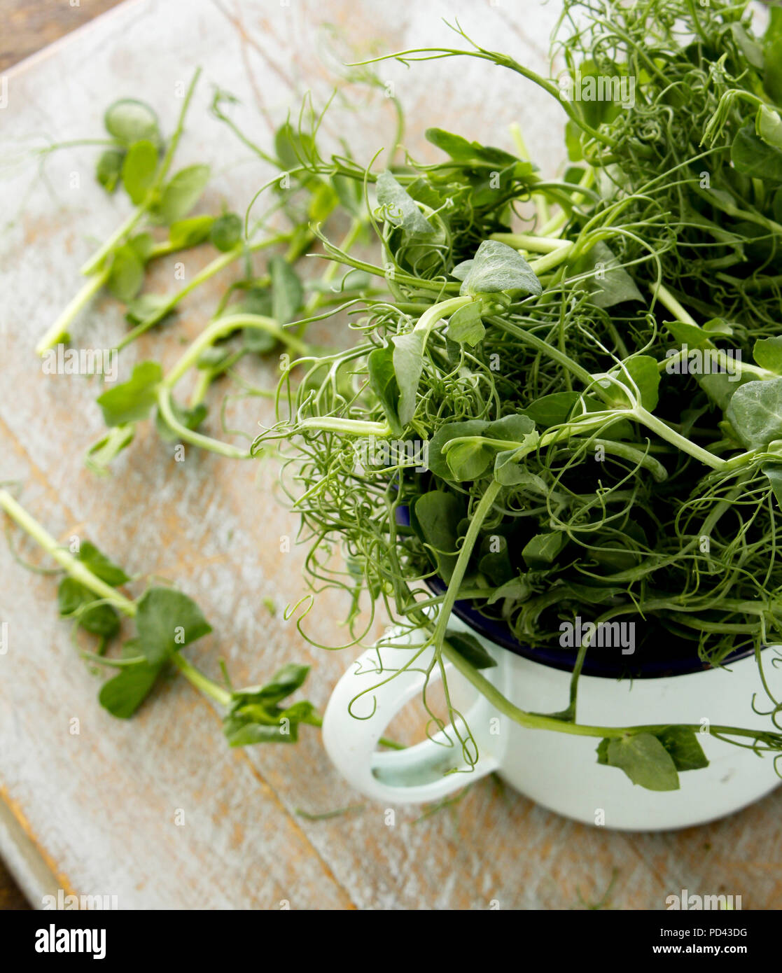 preparing fresh pea shoots Stock Photo - Alamy