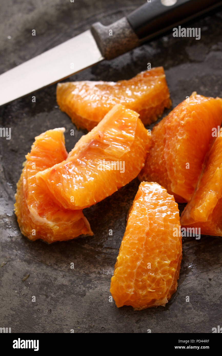 prepared blood orange segments Stock Photo - Alamy