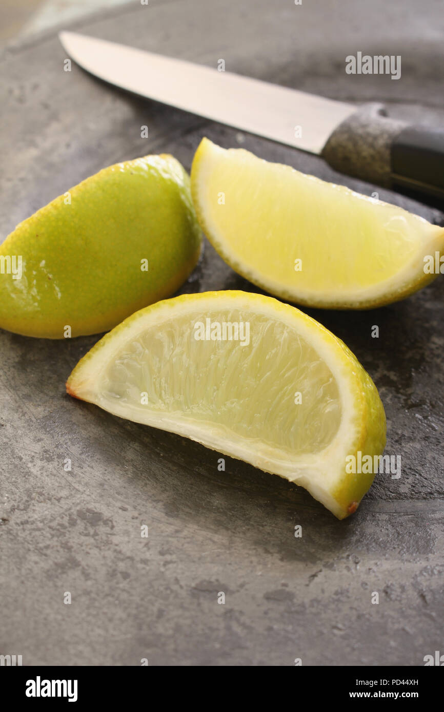 preparing fresh limes Stock Photo - Alamy