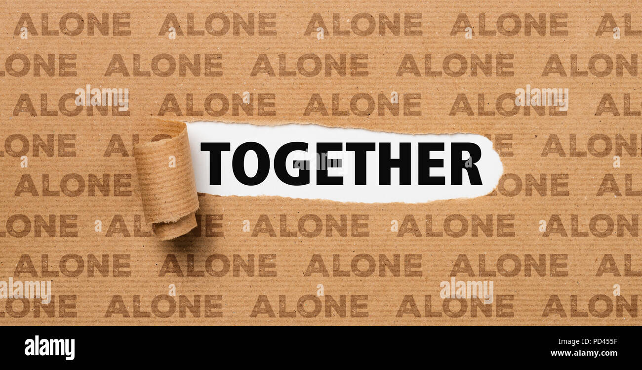 Torn Paper - Together or Alone Stock Photo - Alamy