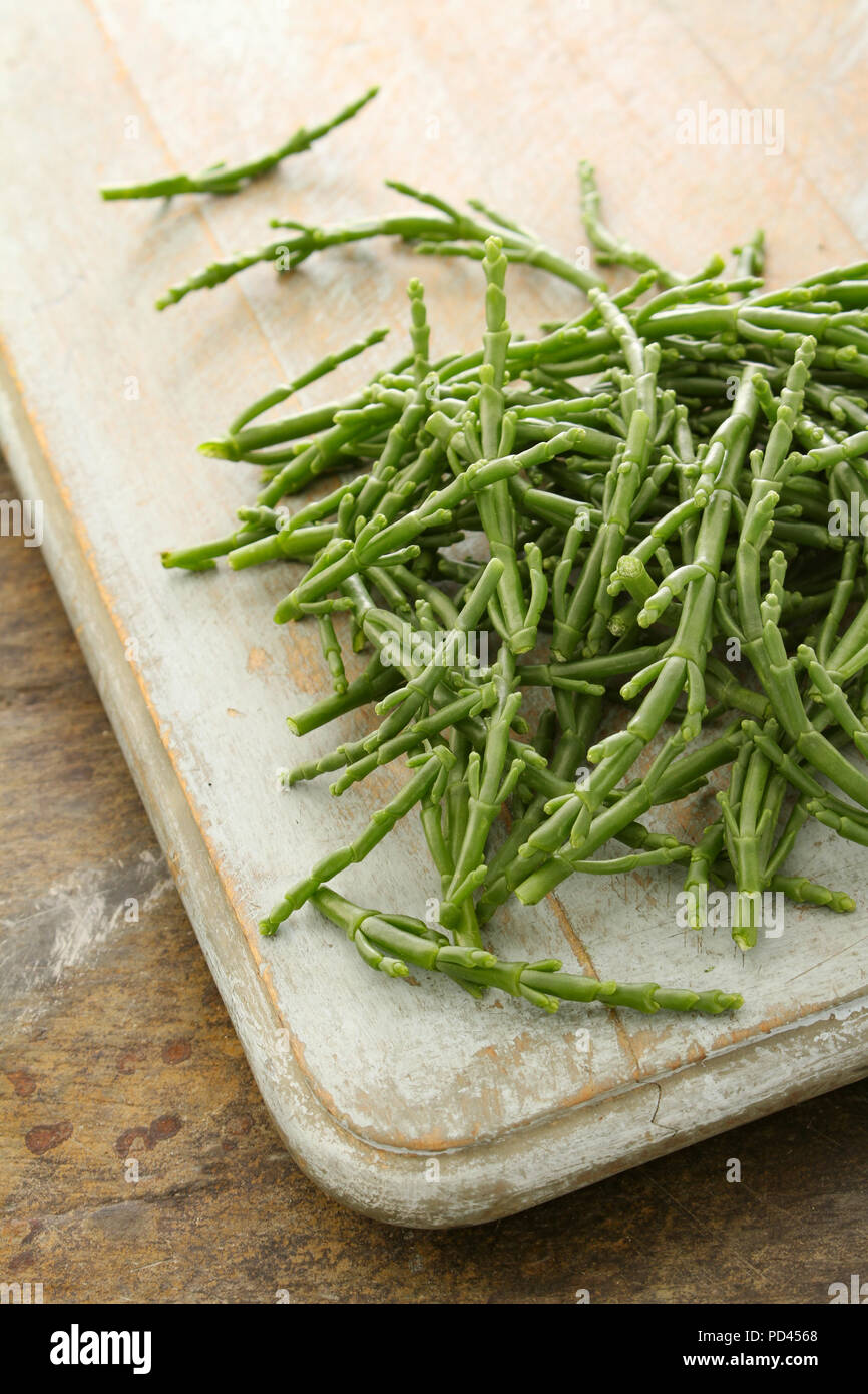 preparing fresh samphire Stock Photo - Alamy