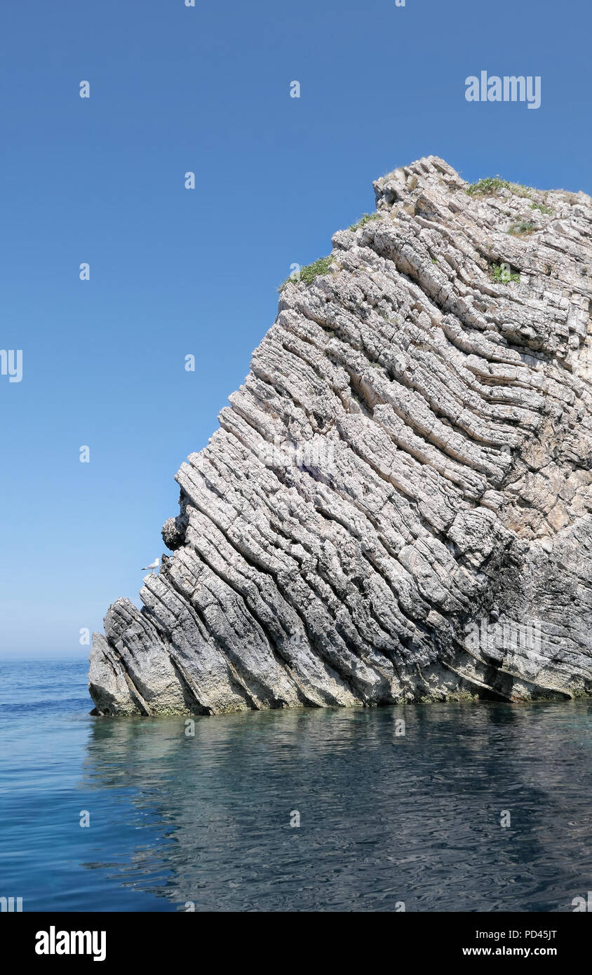paradise beach of Liapades at Corfu Island (Greece). Sedimentary rock ...