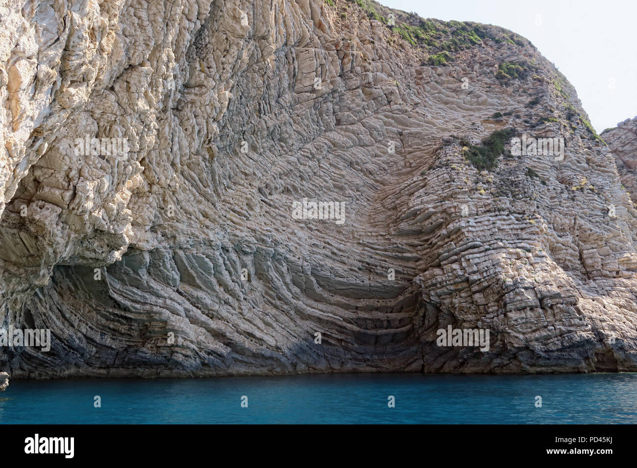 paradise beach of Liapades at Corfu Island (Greece). Sedimentary rock ...