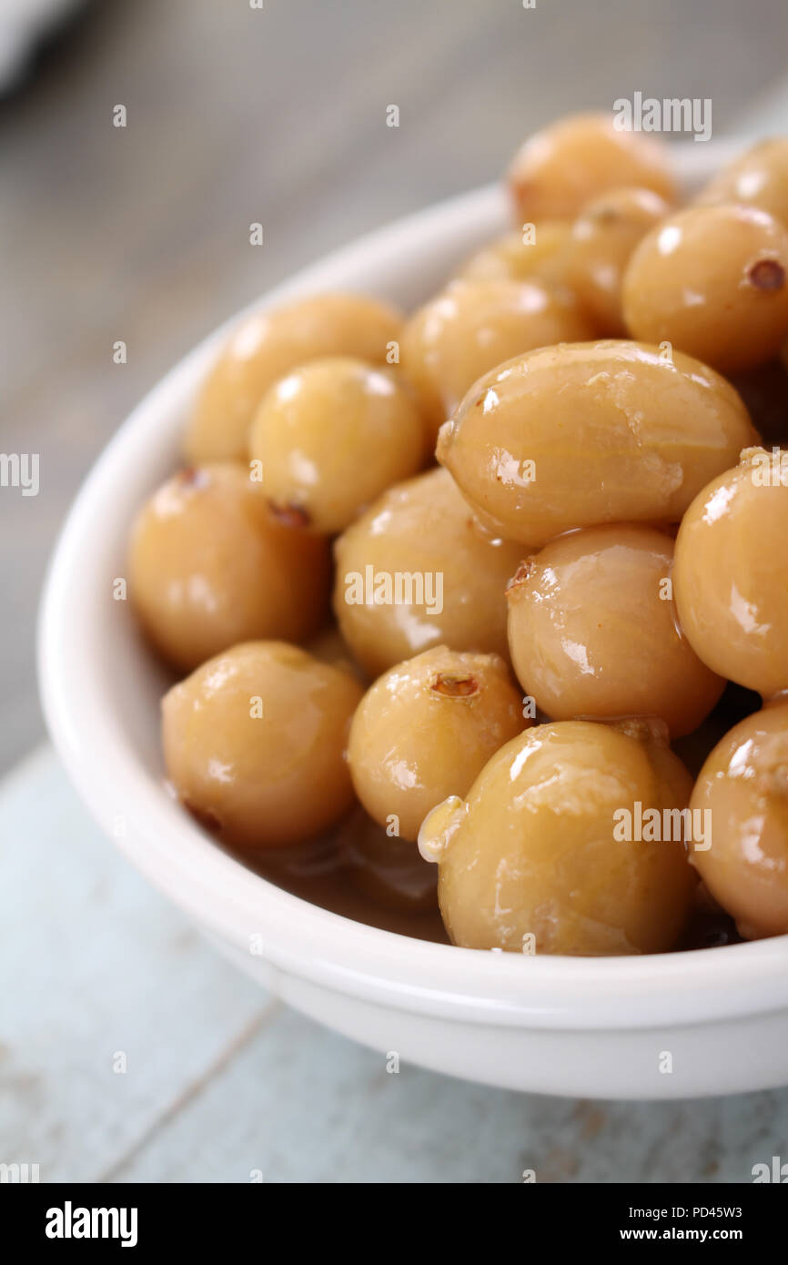 tinned gooseberry fruit Stock Photo - Alamy