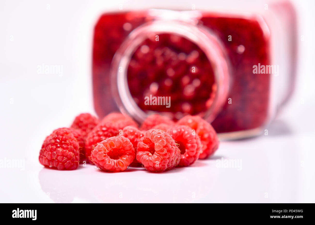 raspberry jam with raspberry isolated on white background Stock Photo ...