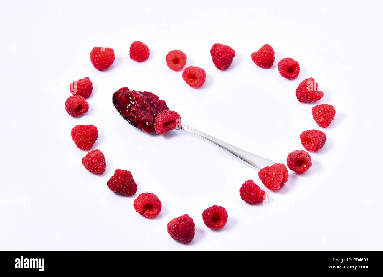 raspberry jam with raspberry isolated on white background Stock Photo ...