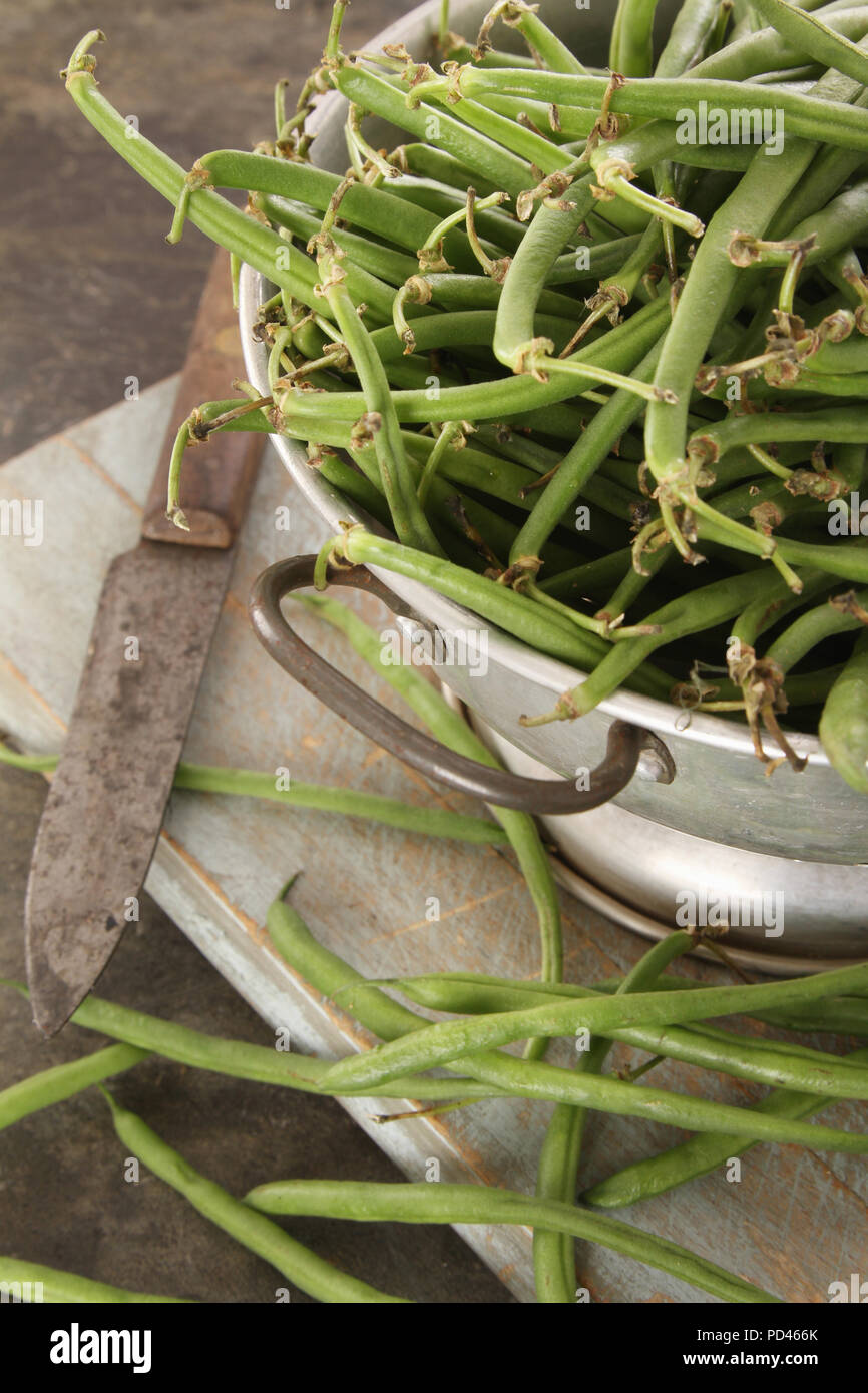 preparing fine green beans Stock Photo - Alamy