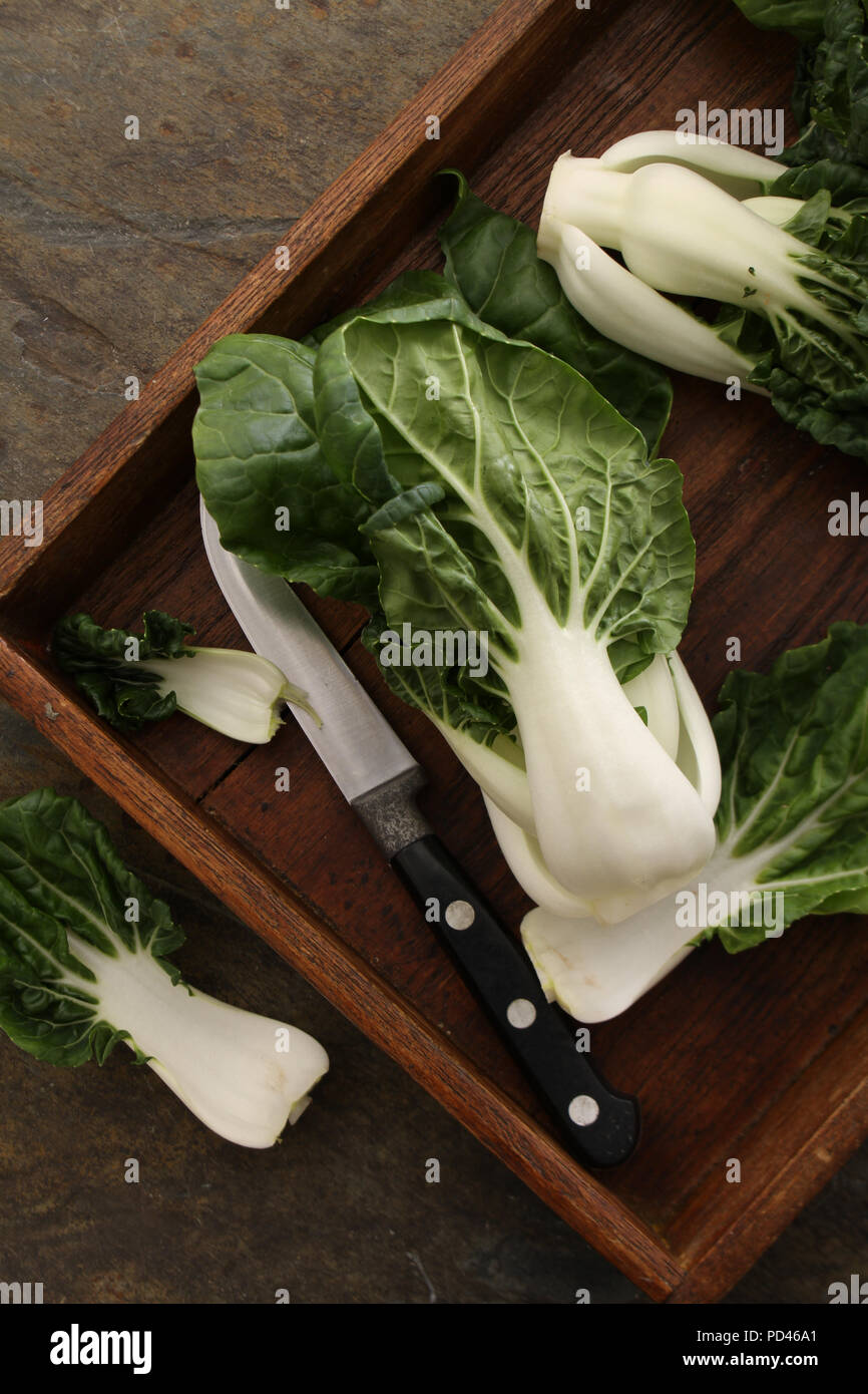 preparing pac choi vegetable Stock Photo - Alamy