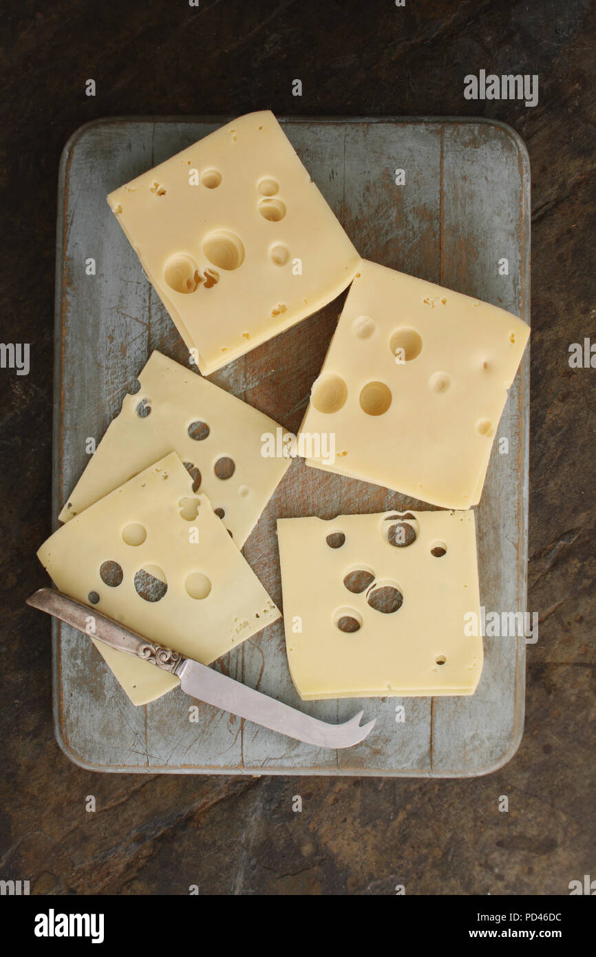 sliced cheese portions Stock Photo - Alamy