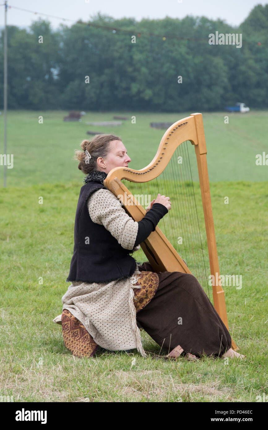 Lady playing the harp hi-res stock photography and images - Alamy