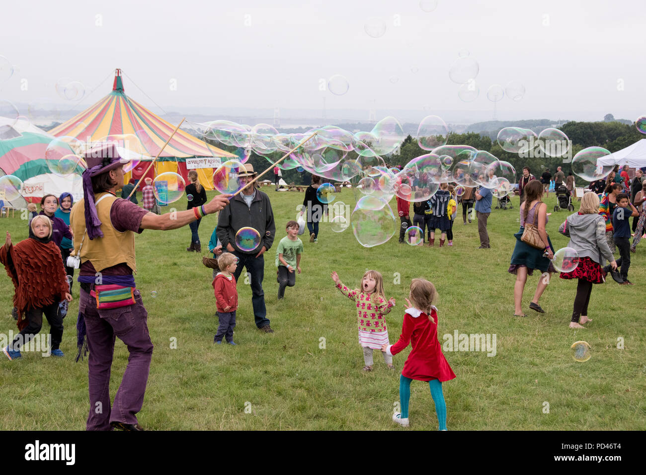 Chepstow, Wales – Aug 14: Bubblemen at Work – man creates giant bubbles ...
