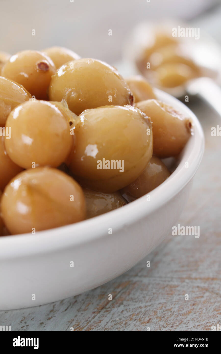 tinned gooseberry fruit Stock Photo - Alamy