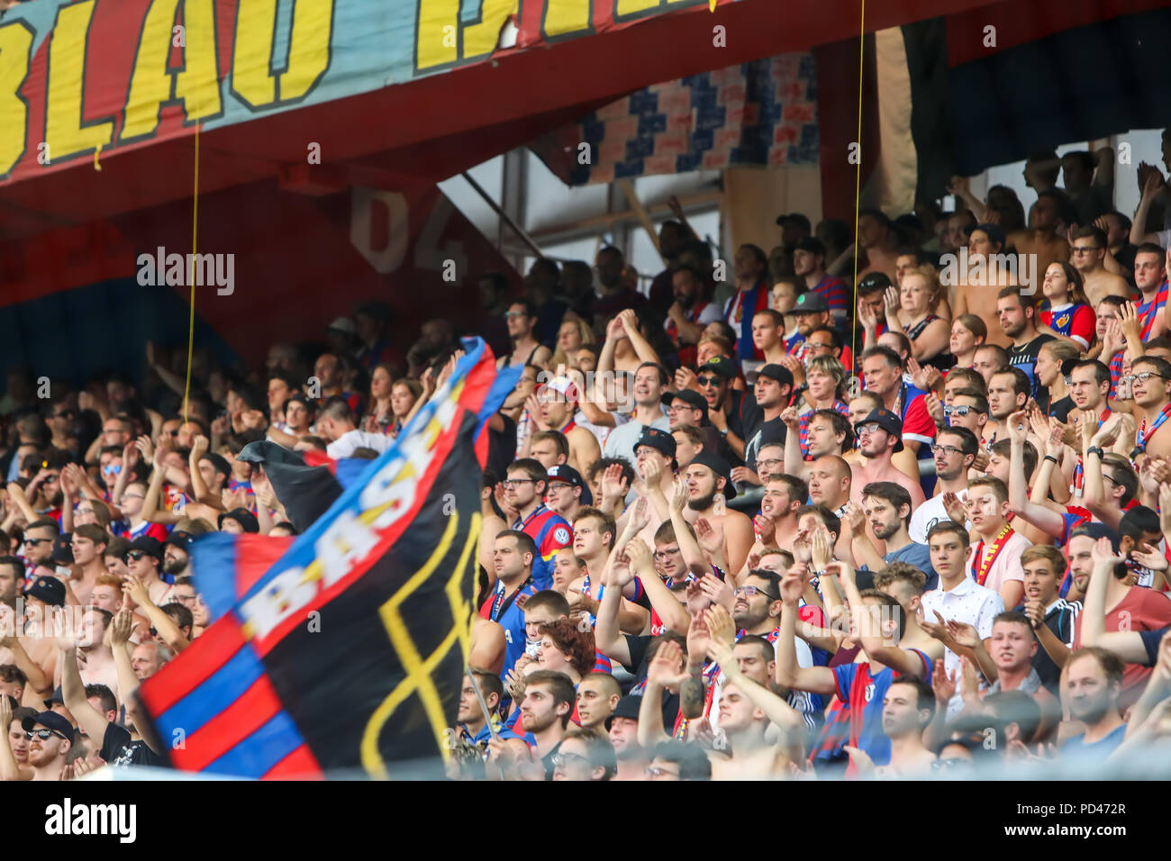 Basel, Switzerland - August 1, 2018: Basel fans celebrating for their ...