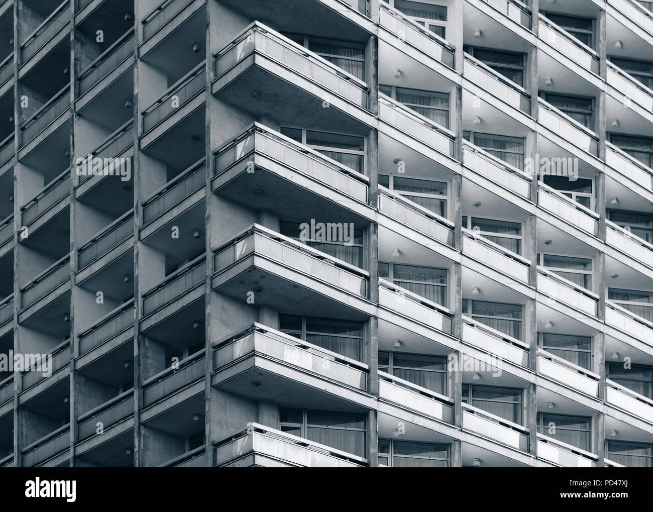 Facade of modern concrete building. Soviet architecture Stock Photo - Alamy