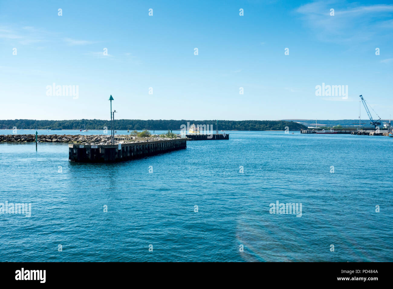 Poole Harbour and Brownsea Island view from the mainland on a summers ...