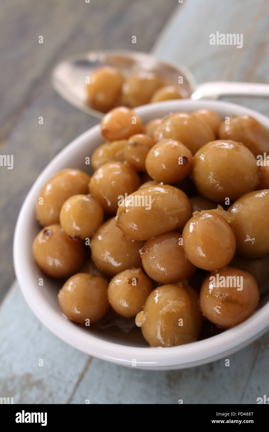 tinned gooseberry fruit Stock Photo - Alamy