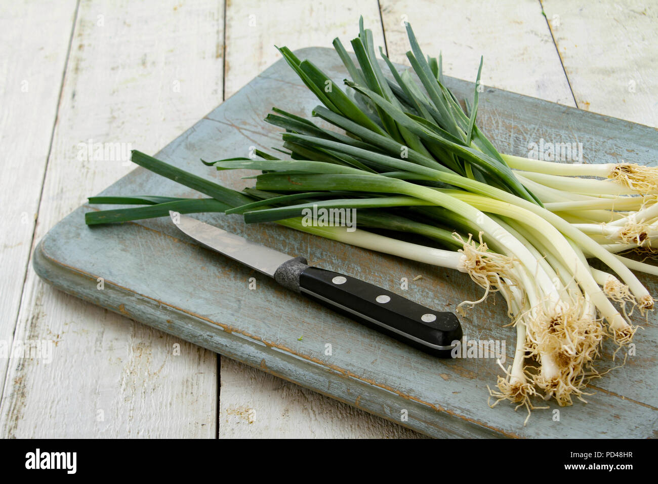 preparing fresh leeks Stock Photo - Alamy