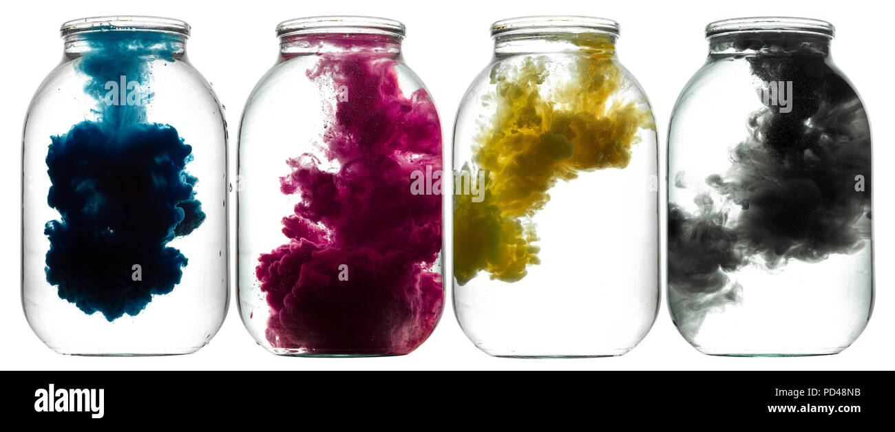 Colorful ink splashes in water Cut Out Stock Images & Pictures - Alamy