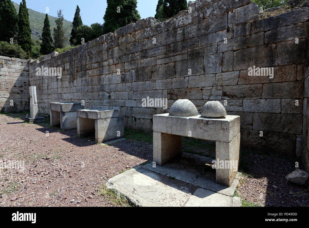 Stone measuring tables used for testing the capacity of the containers ...
