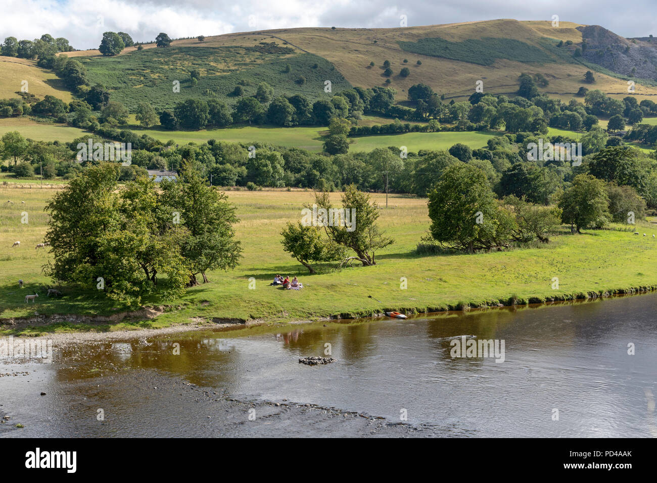 The River Dee at Carrog, Denbighshire, North Wales, UK. Scenic location ...