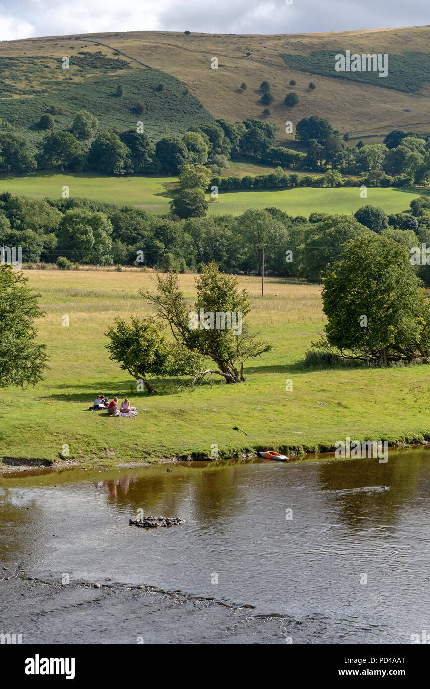The River Dee at Carrog, Denbighshire, North Wales, UK. Scenic location ...
