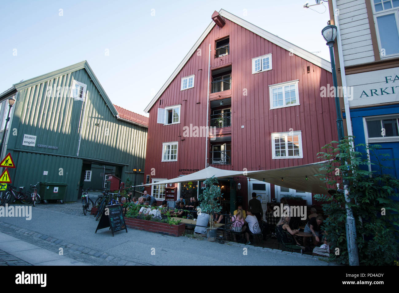 Trondheim Norway restaurant eating eat people sign windows colour ...