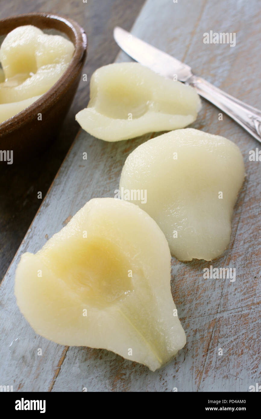 preparing peeled pears Stock Photo - Alamy