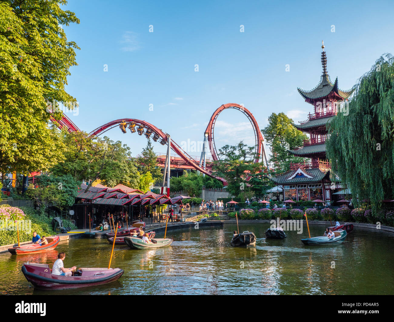 The Dragon Boats, Boating Lake and Rollercoaster Ride, Tivoli Gardens ...