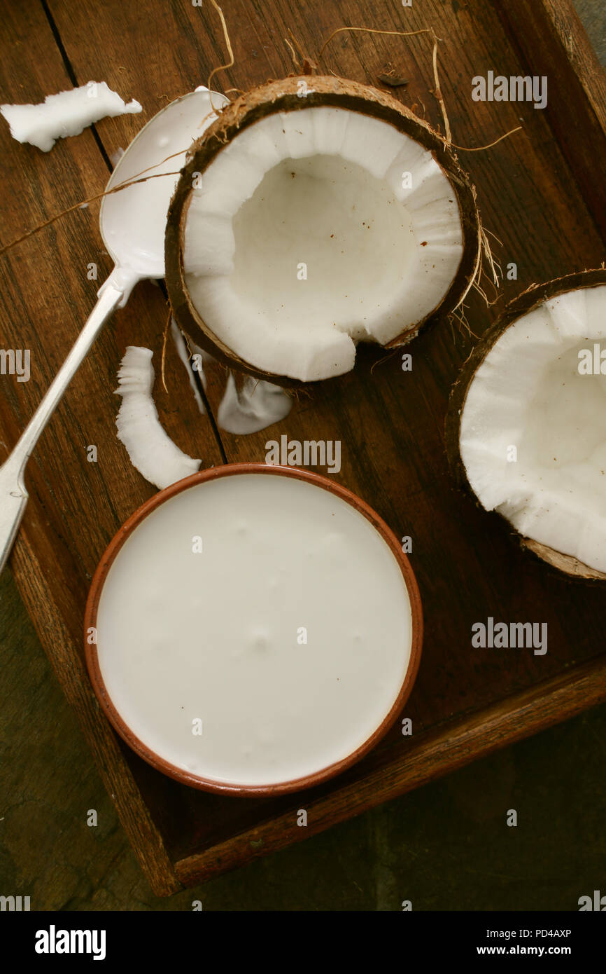 fresh coconut with milk Stock Photo - Alamy