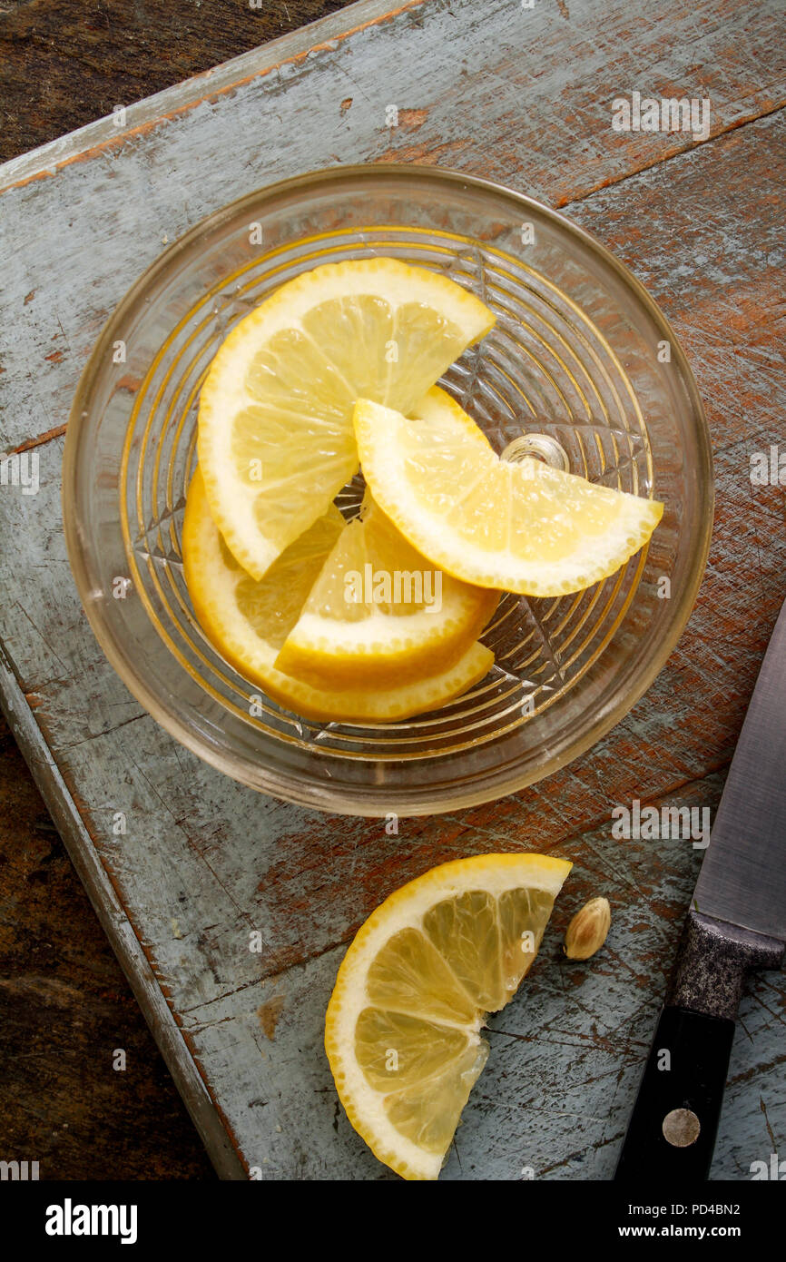 preparing fresh lemons Stock Photo - Alamy