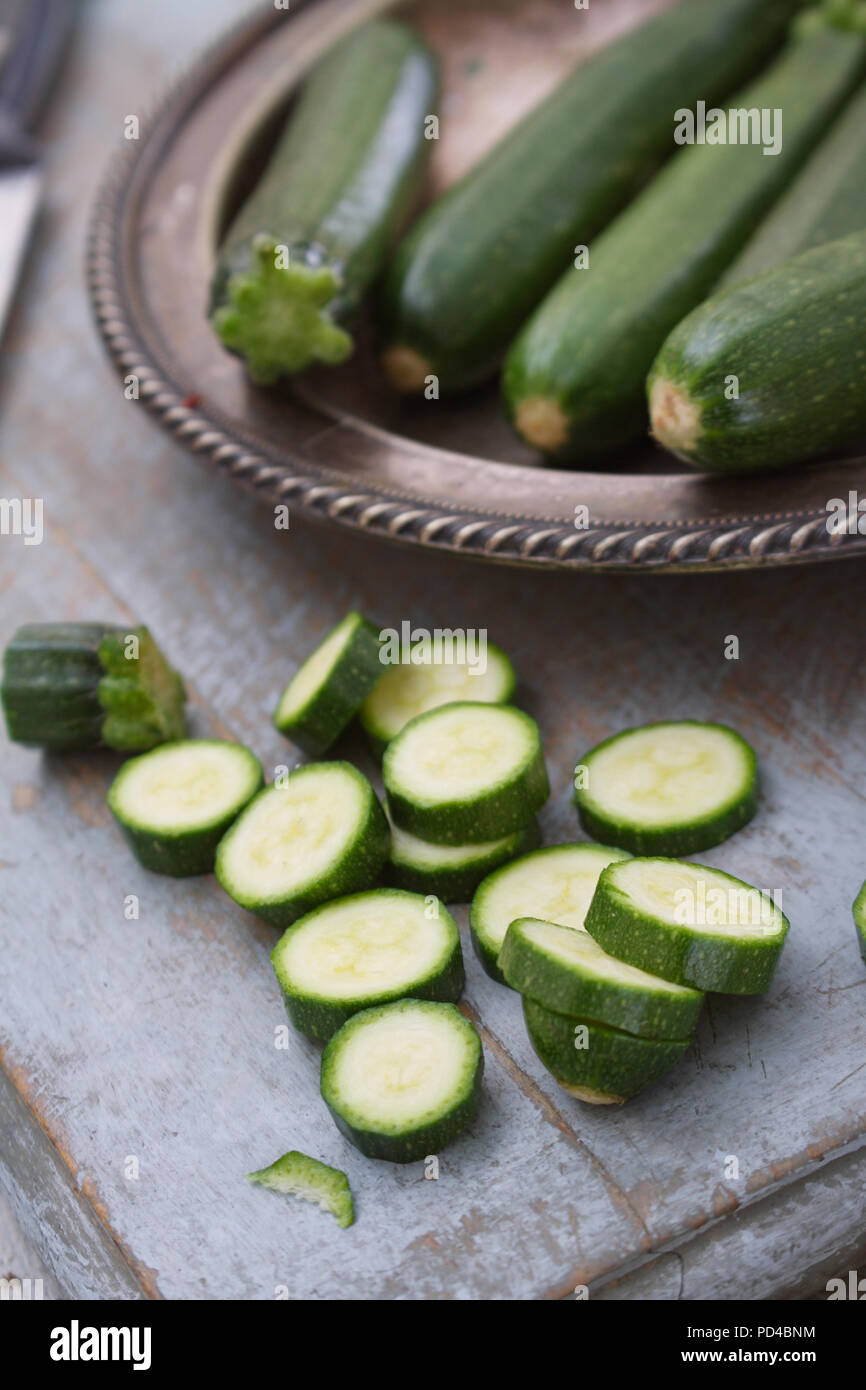 preparing fresh courgettes Stock Photo - Alamy