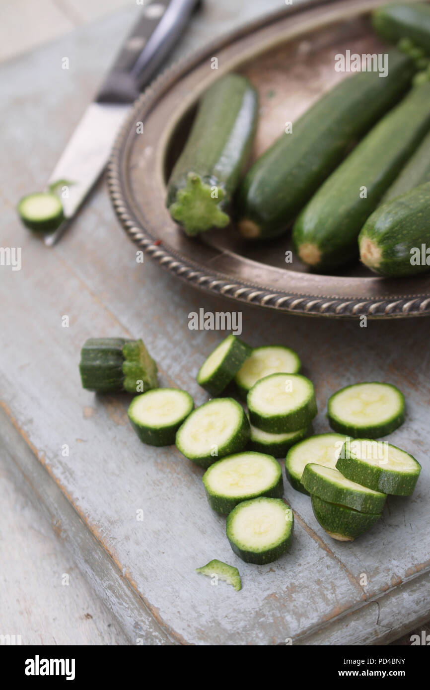 preparing fresh courgettes Stock Photo - Alamy