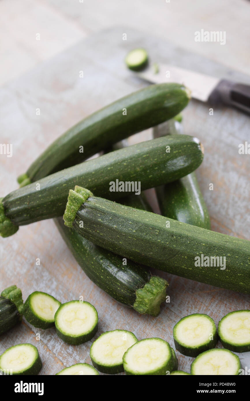 preparing fresh courgettes Stock Photo - Alamy