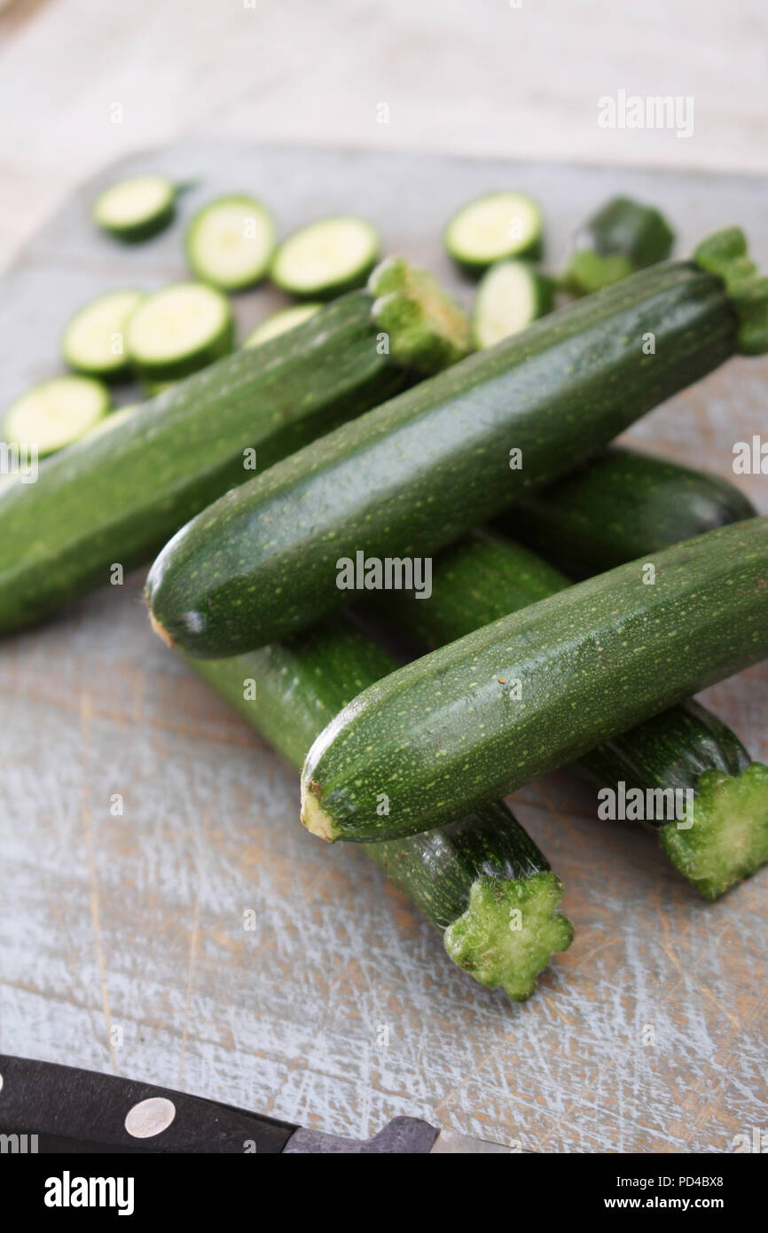 preparing fresh courgettes Stock Photo - Alamy