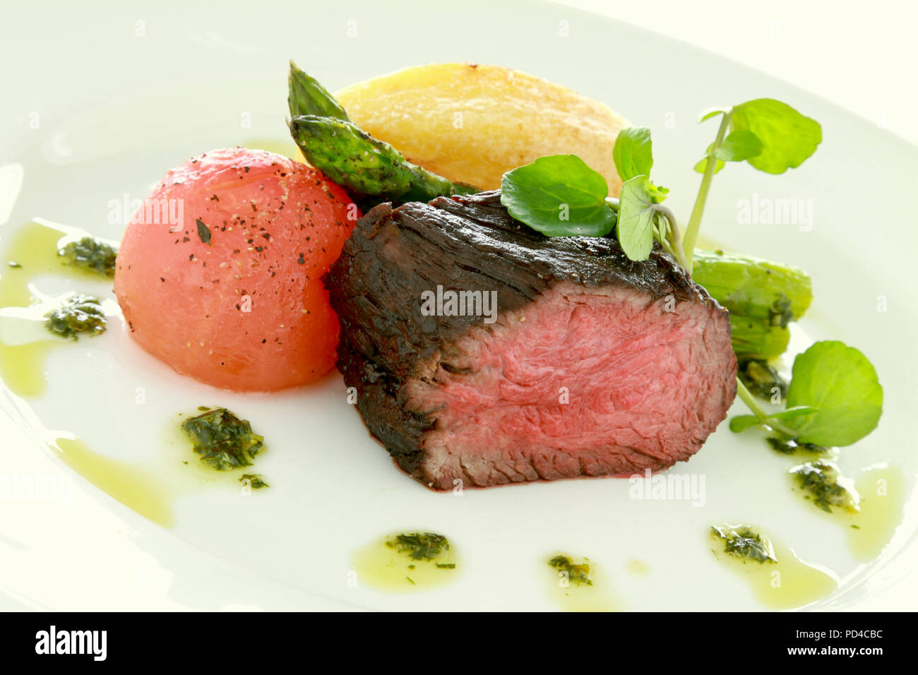 Plated fillet beef meal hi-res stock photography and images - Alamy