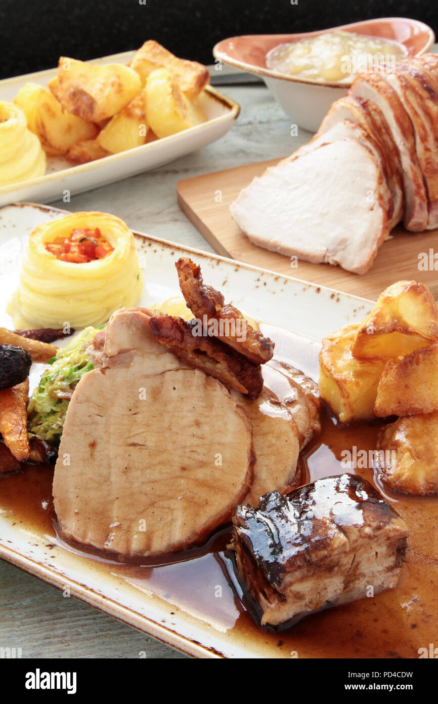 plated pork meal Stock Photo - Alamy