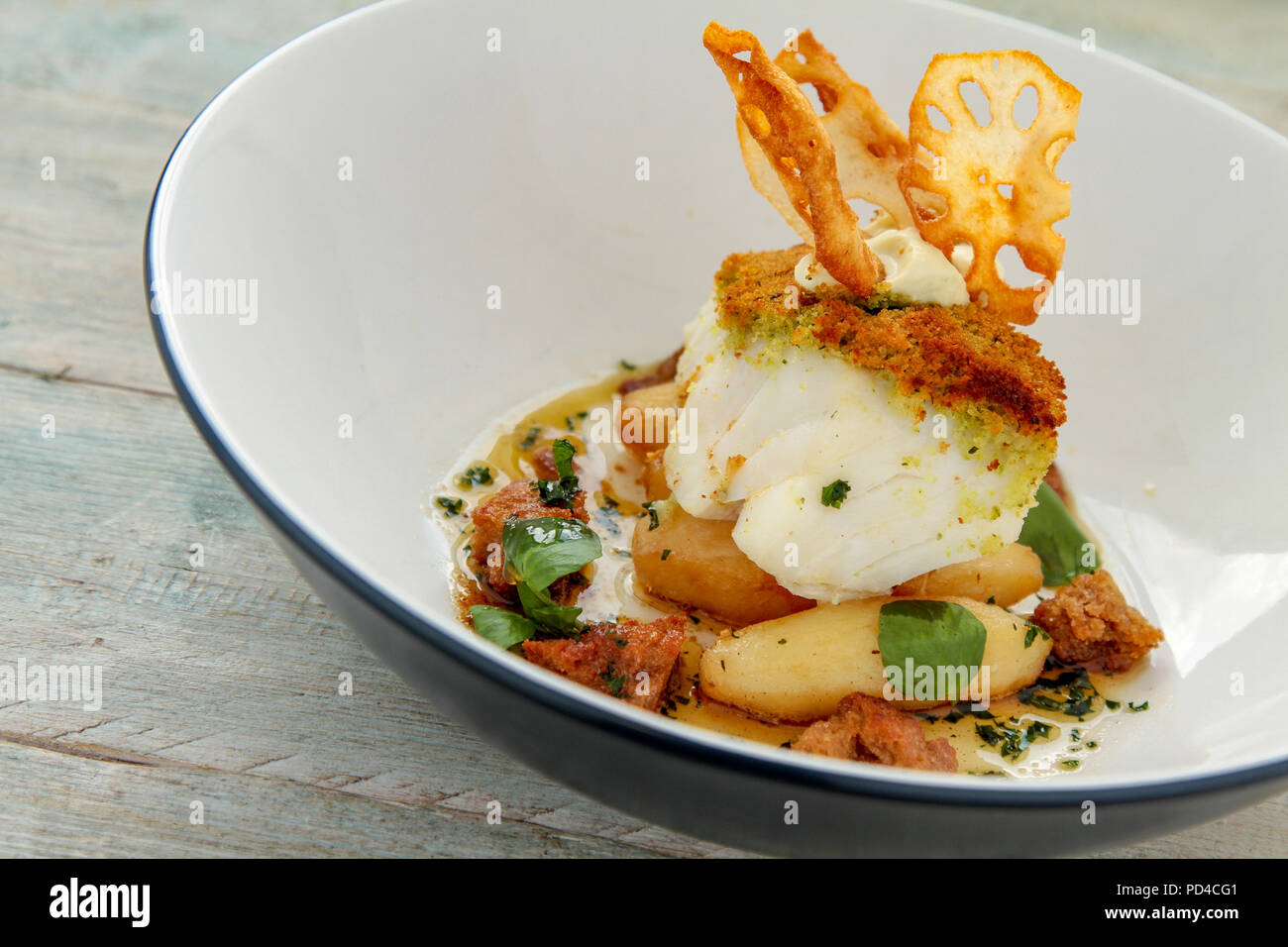 Plated cod loin meal hi-res stock photography and images - Alamy
