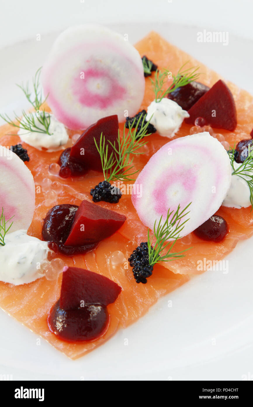 smoked salmon appetizer starter Stock Photo - Alamy