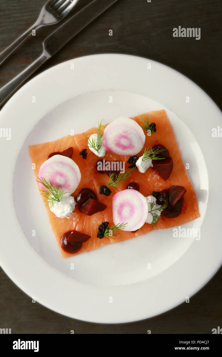 smoked salmon appetizer starter Stock Photo - Alamy