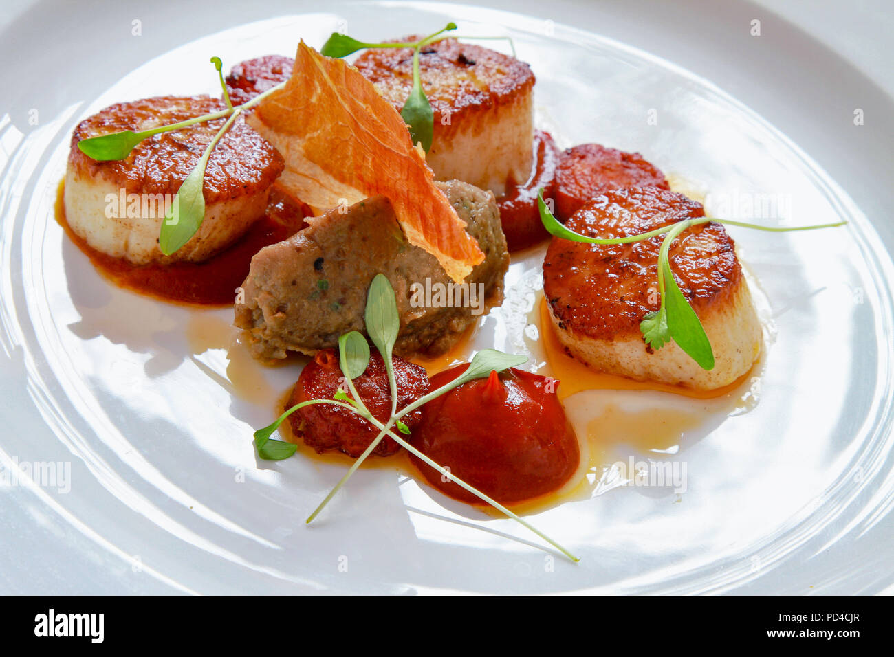 Scallops and black pudding hi-res stock photography and images - Alamy