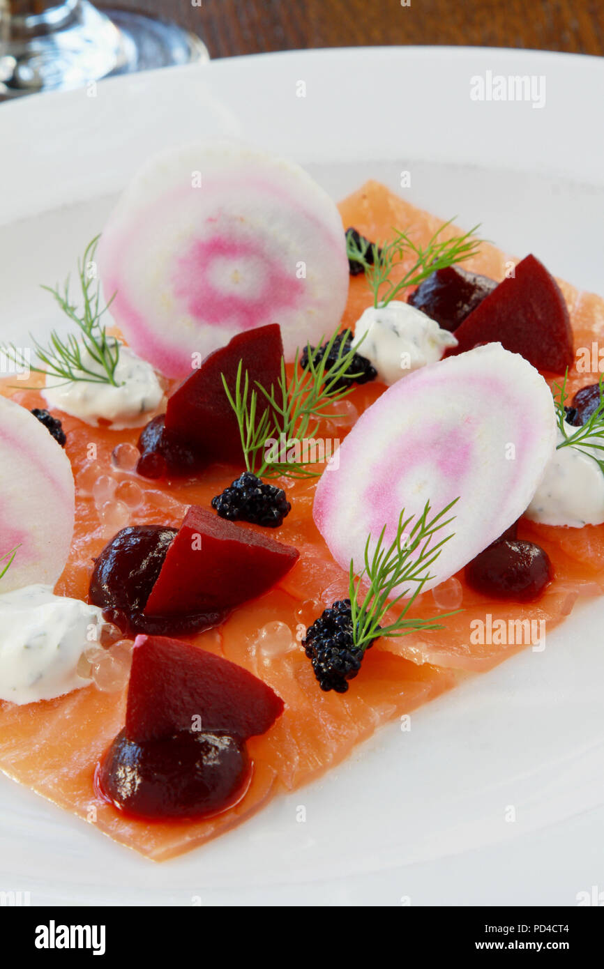 smoked salmon appetizer starter Stock Photo - Alamy