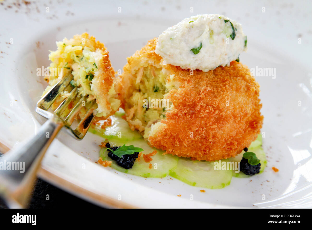 plated fish meal Stock Photo - Alamy