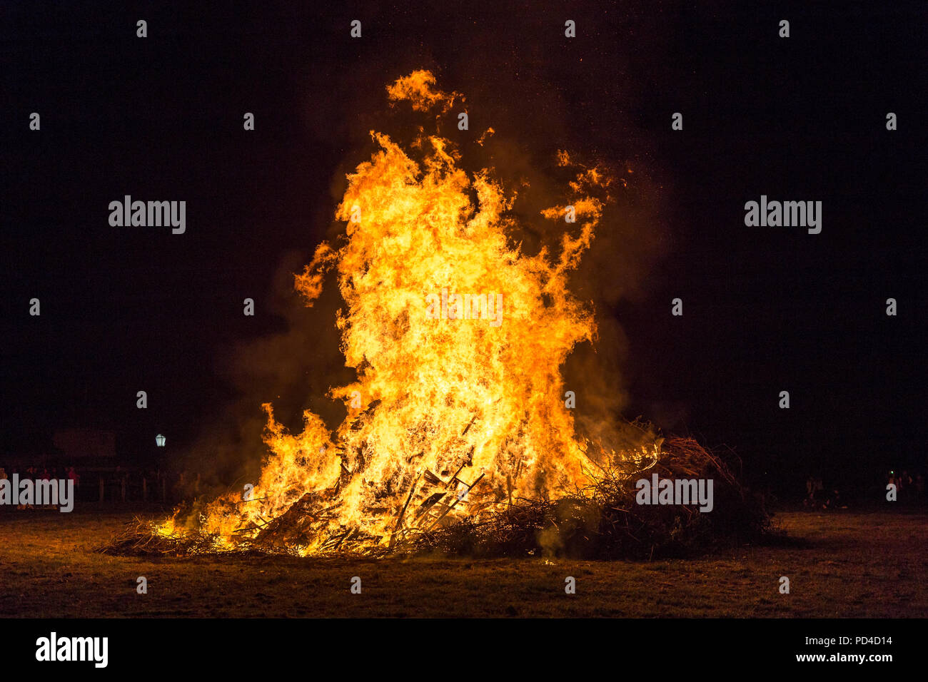 Fire and flames with sparks and ember on black background Stock Photo ...