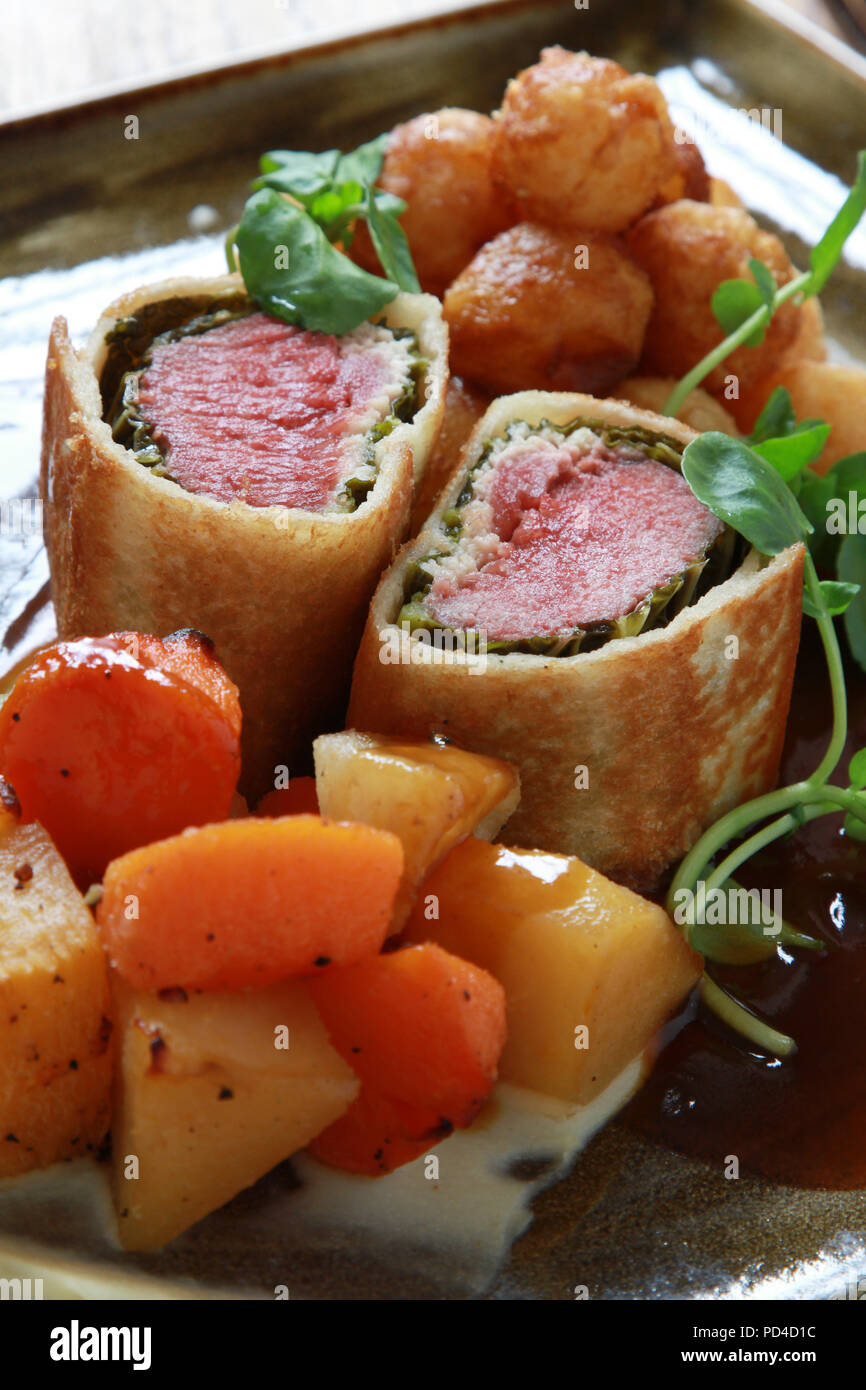 plated lamb main meal Stock Photo - Alamy