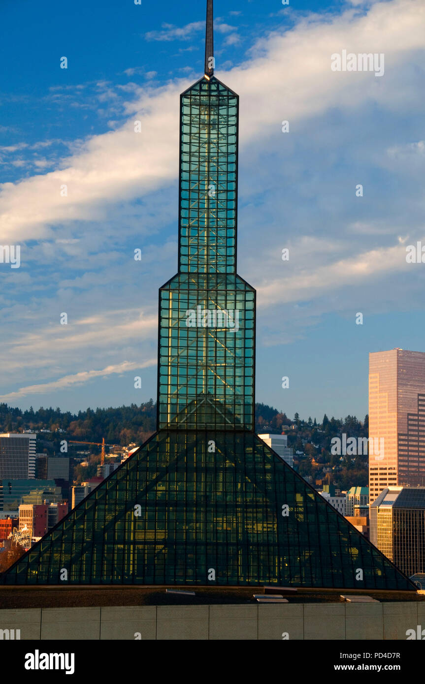 Convention Center tower with downtown, Portland, Oregon Stock Photo - Alamy