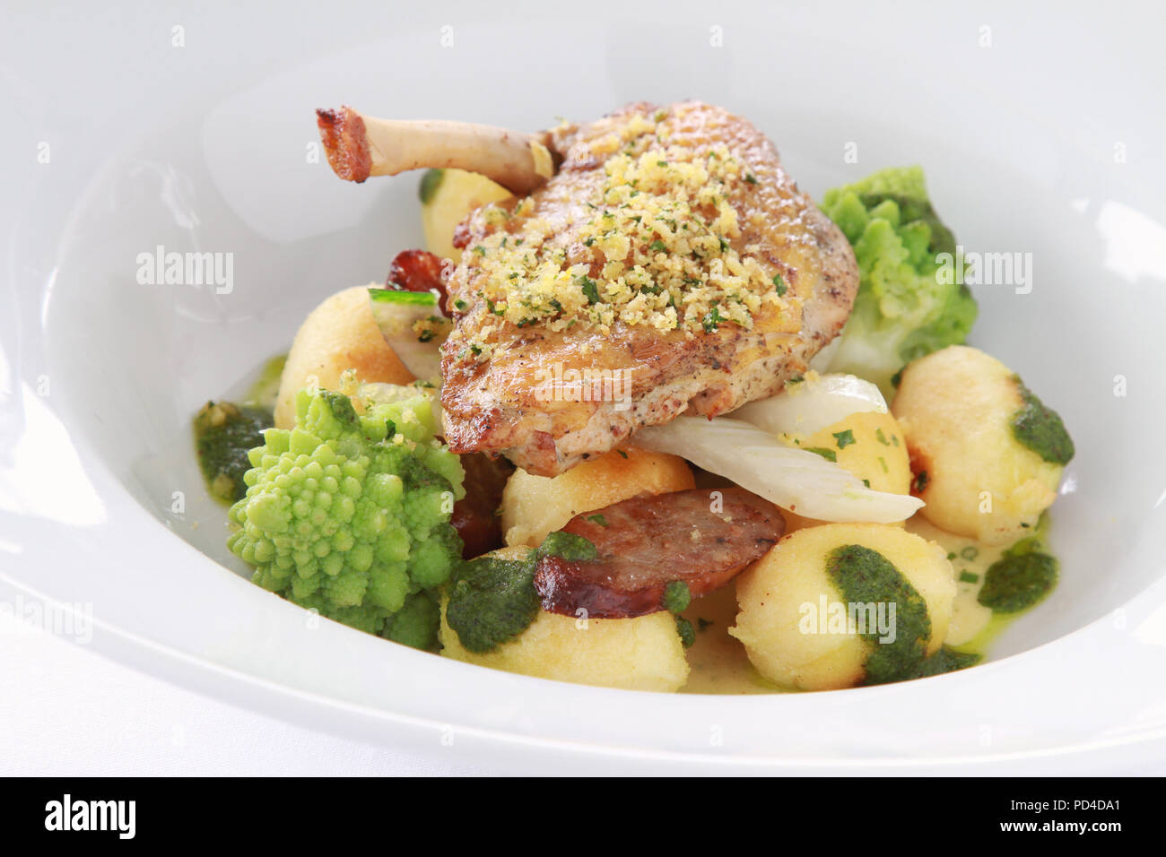 plated chicken main meal Stock Photo - Alamy