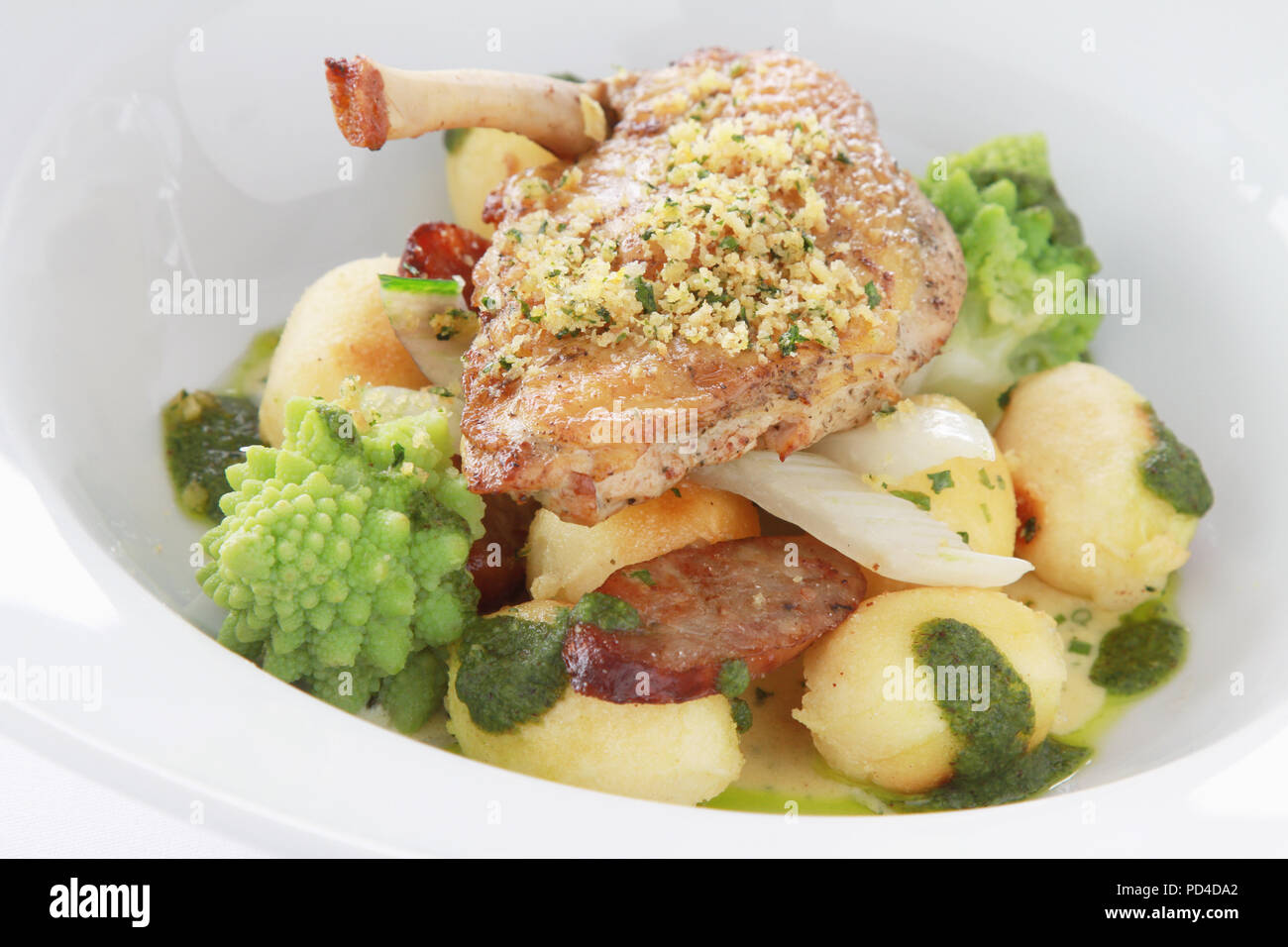 plated chicken main meal Stock Photo - Alamy