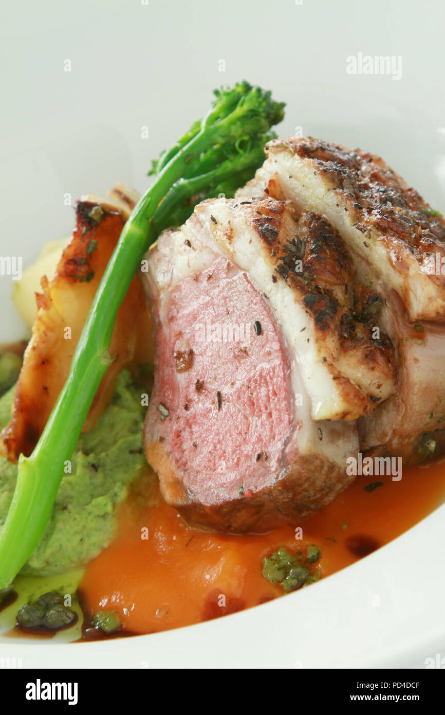 plated lamb main meal Stock Photo - Alamy
